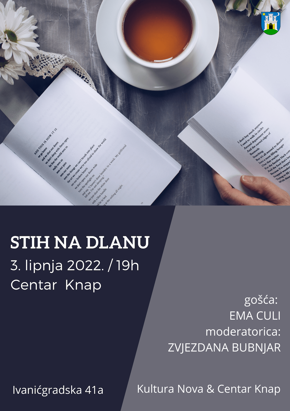 Pjesnička večer „Stih na dlanu“ 3. 6. / 19h – Centar